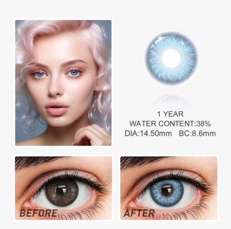 Lalens Marsala Blue Colored Contact Lenses, 1-year Usage, 2-pcs, With 14.5mm Diamete, Natural ...