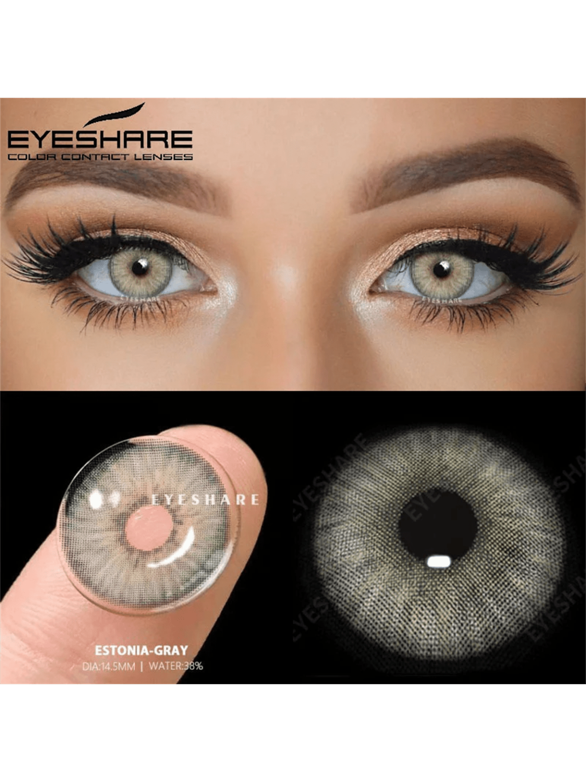 Eyeshare New Color Contact Lens Eye Contact Lenses 1 Pair Grey Lense ...