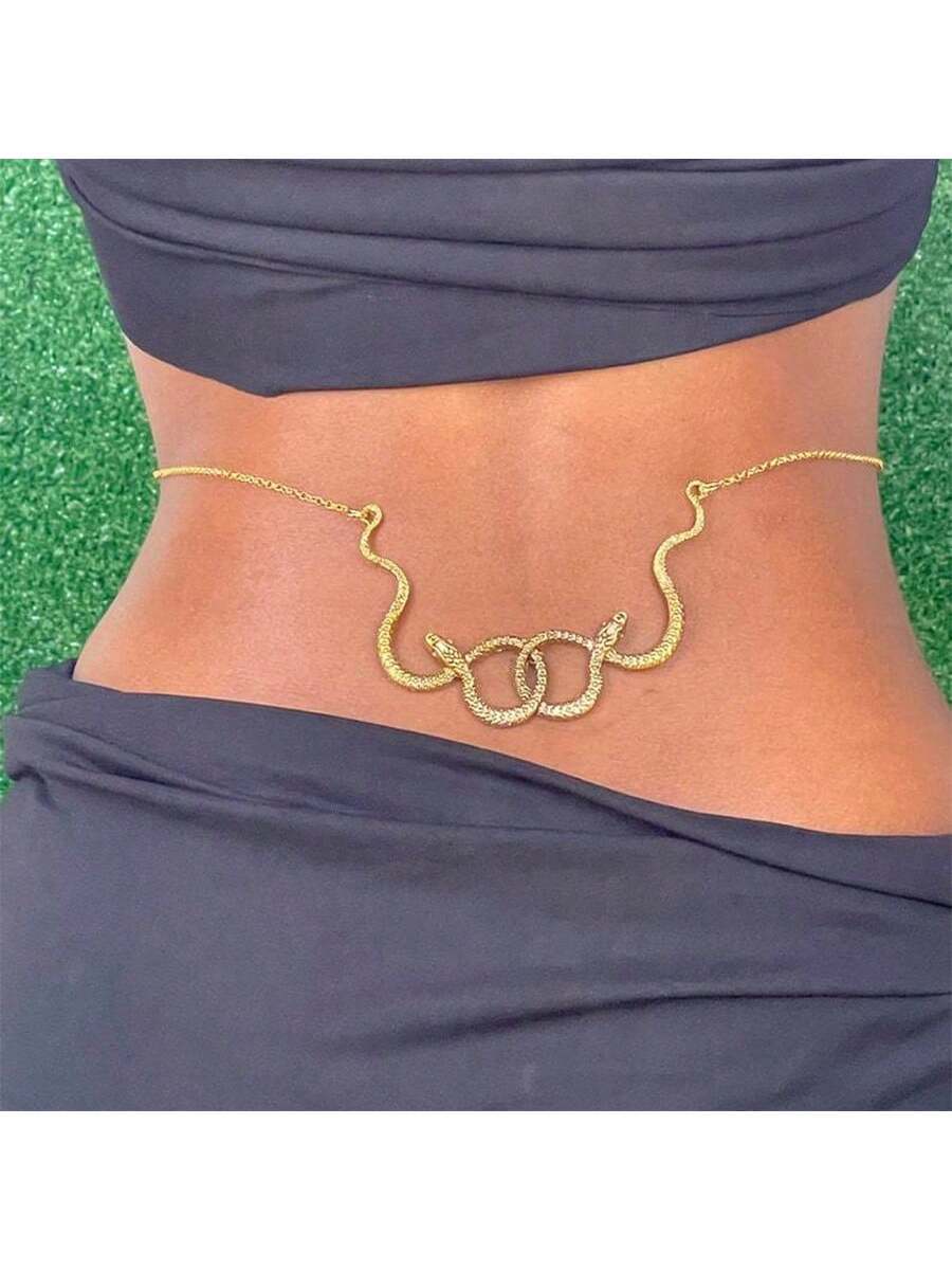Sexy Double Snake Body Chain Bikini Necklace, Back Chain, Waist Chain ...